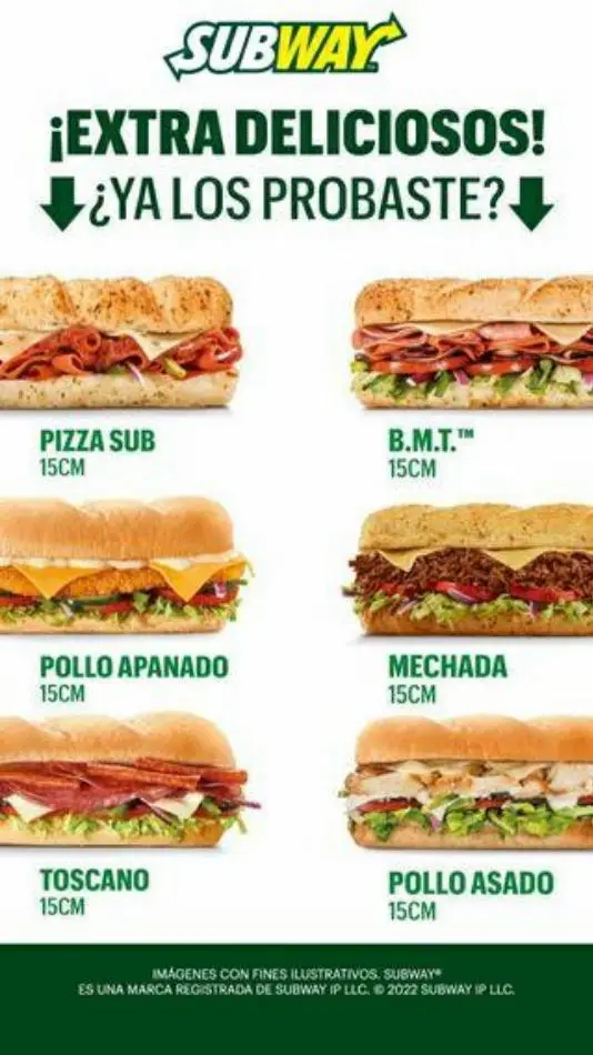 Subway: Menú Subway 02.09.2022/14.11.2022 | Catalogium Chile