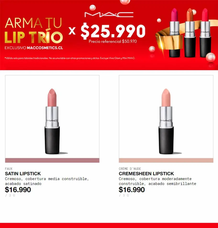 MAC Cosmetics: Arma tu lip trio! 21.12.2022/04.01.2023 | Catalogium Chile