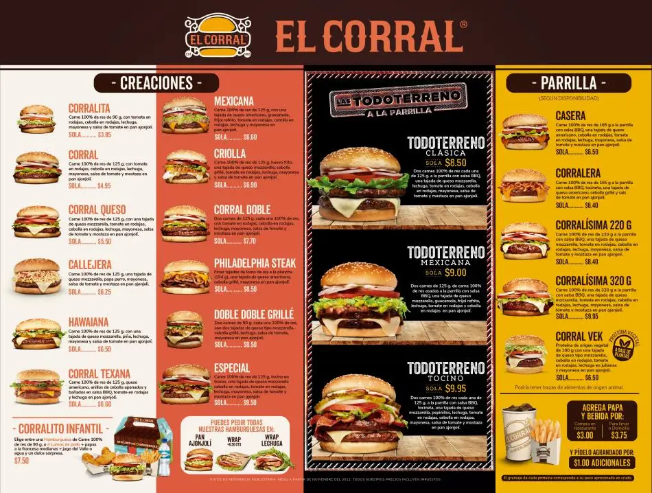 El Corral: Menu El Corral 2023 28.09.2023/31.12.2023 | Catalogium Ecuador
