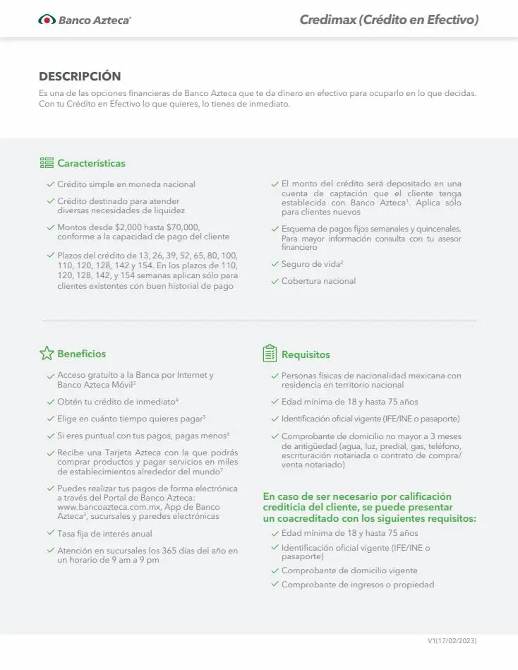 Banco Azteca: Credimax 23.02.2023/31.08.2023 | Catalogium México