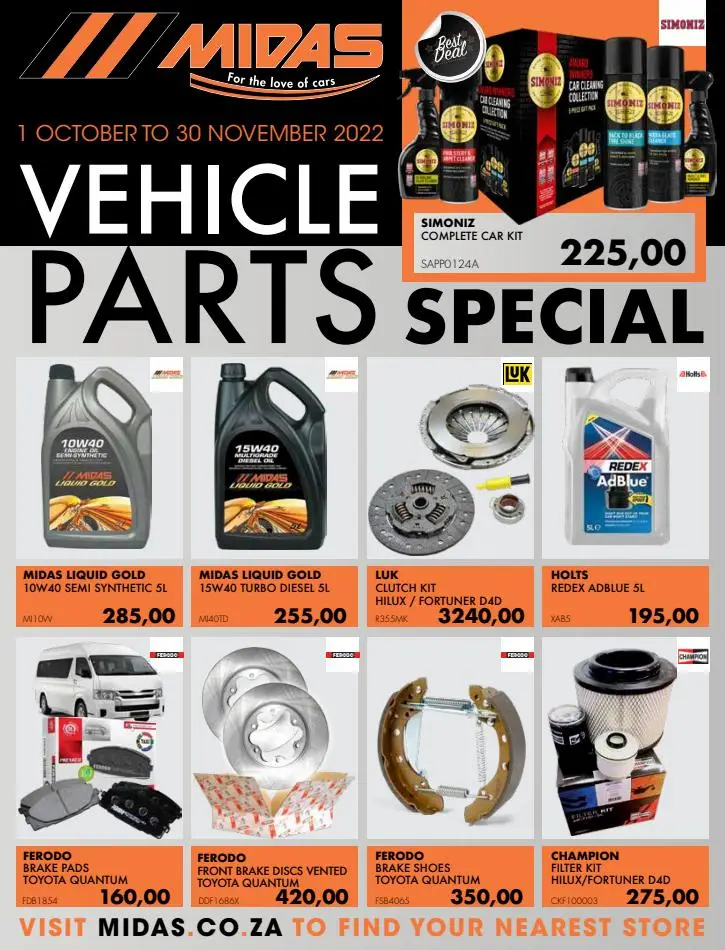 Midas South Africa — Product catalog, promotions and discounts ...