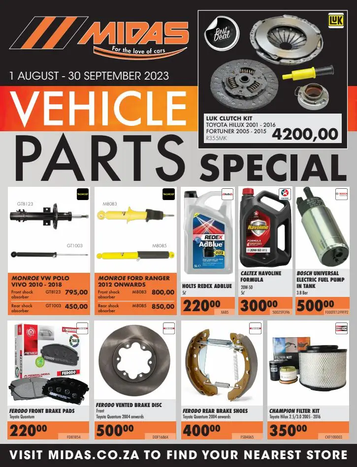 Midas South Africa — Product catalog, promotions and discounts ...